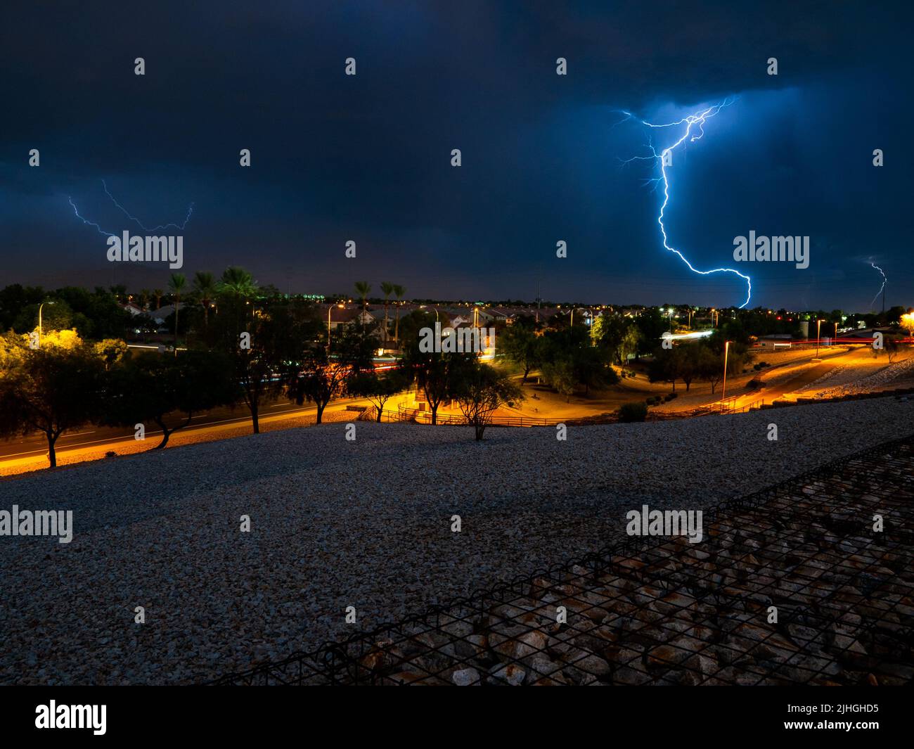 A summer lightning storm approaches Phoenix, Arizona during a monsoon ...