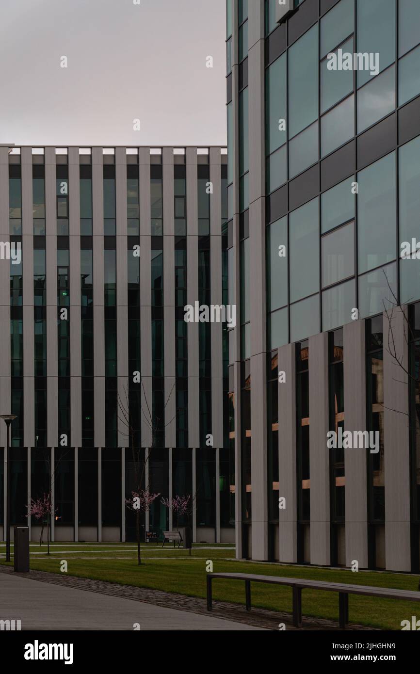 A building with glass and steel architecture Stock Photo - Alamy