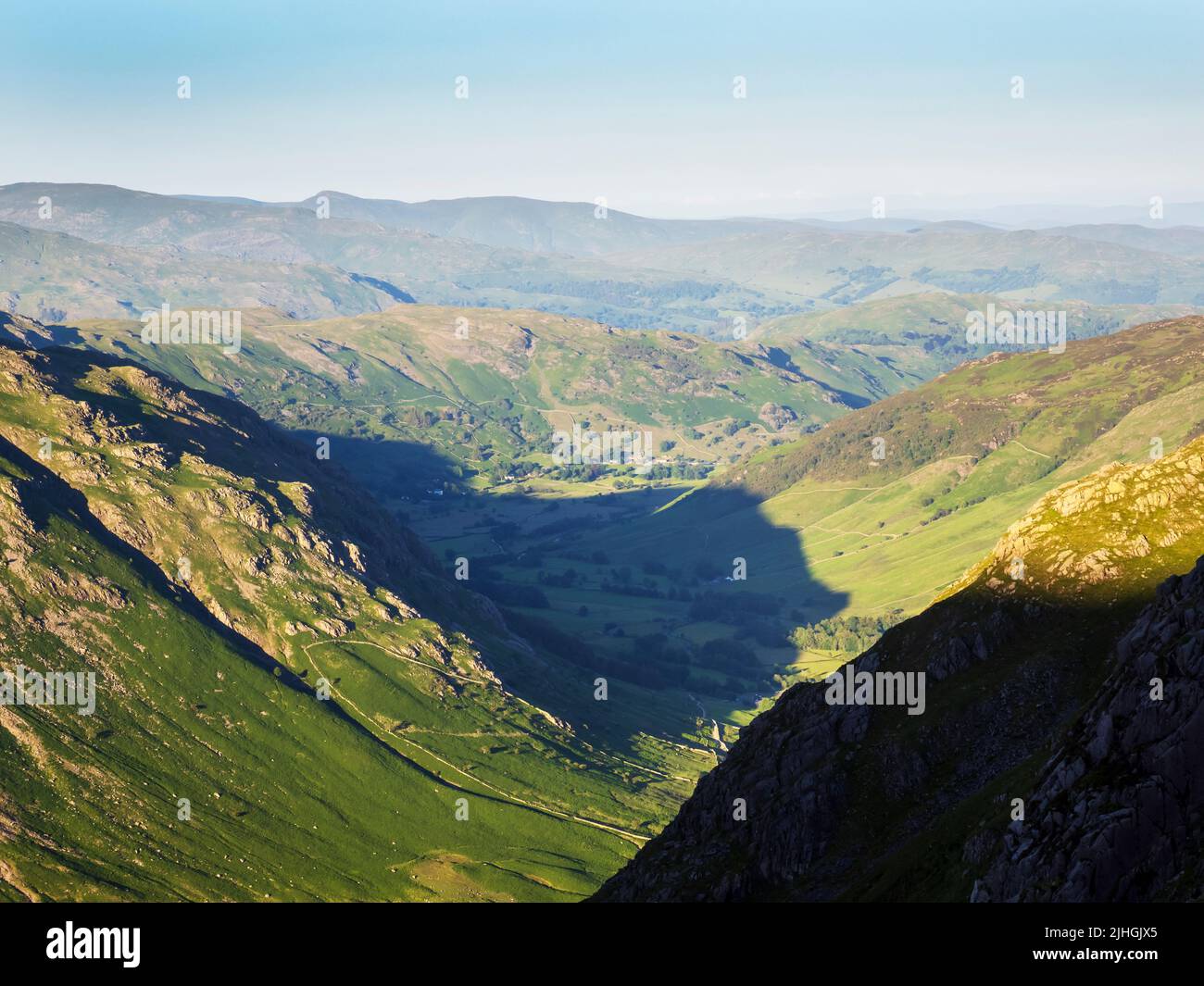 The Langdale valley from Bow Fell, Lake District, UK Stock Photo - Alamy