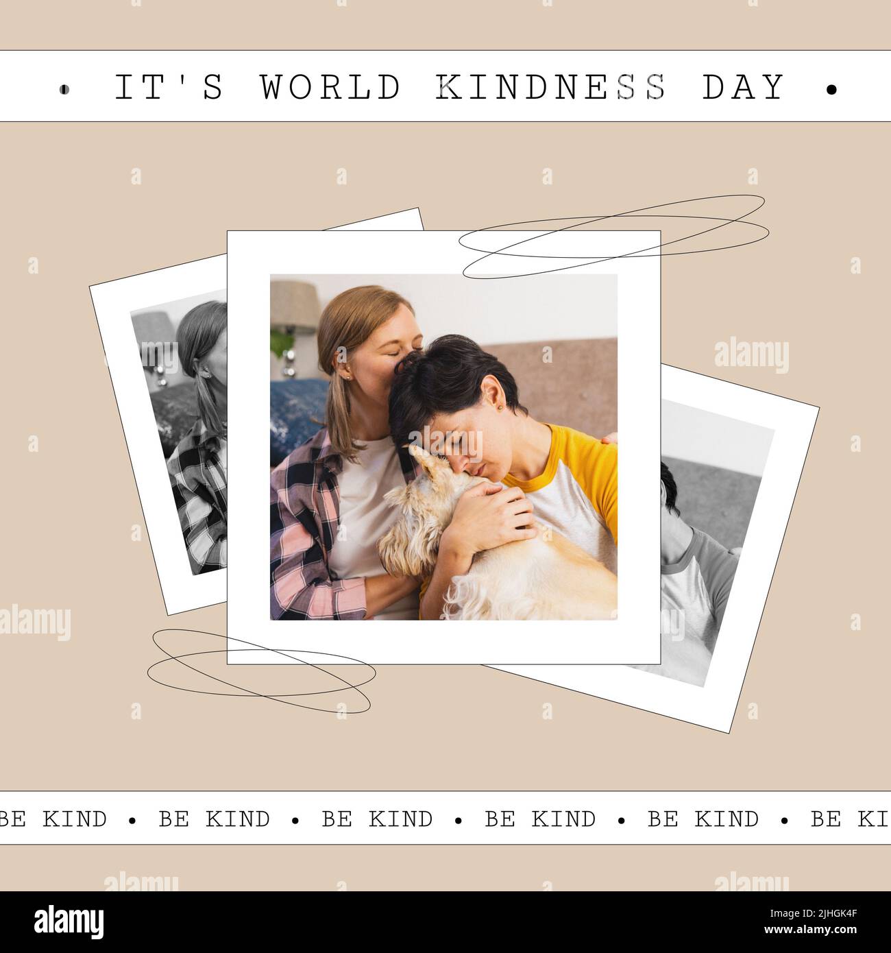 Image of world kindness day and photos with diverse women with dog ...