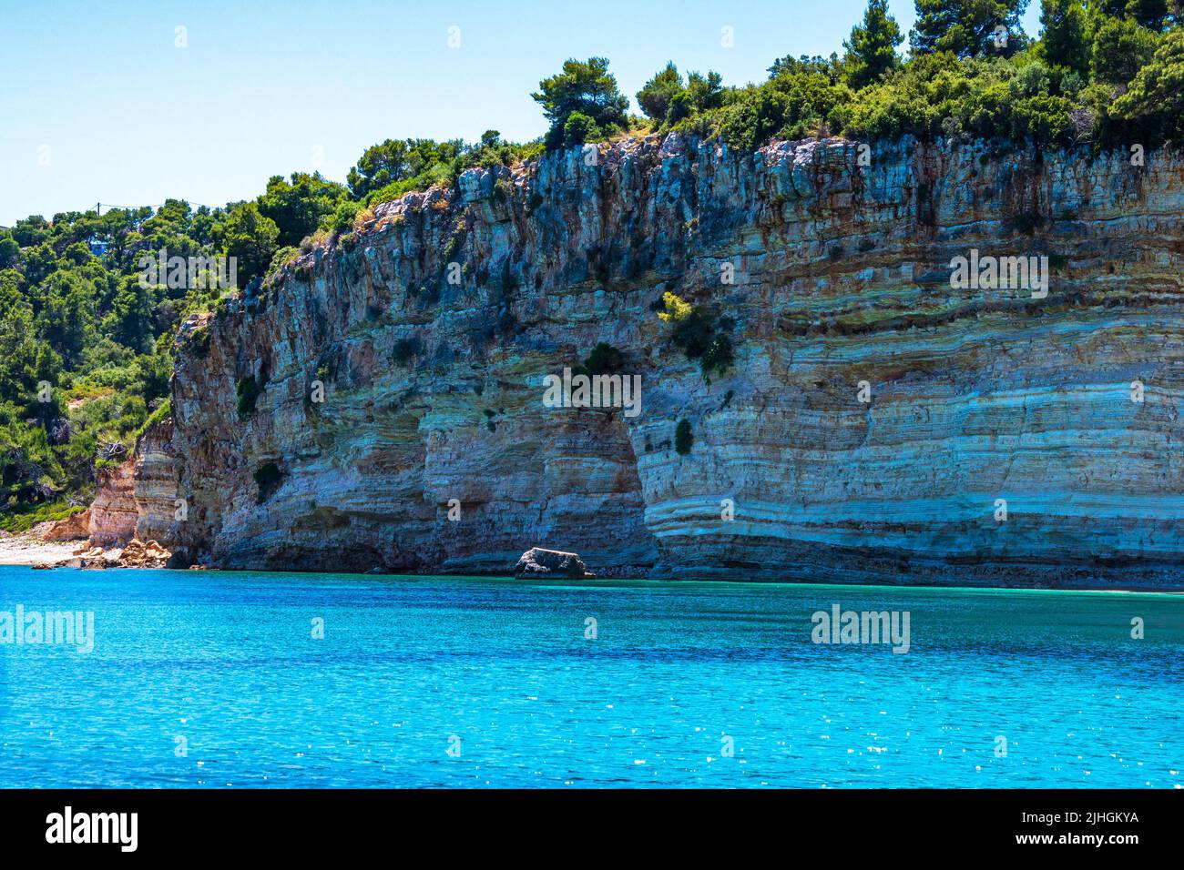 Amazing view of Spartines beach during boating in Alonissos island ...