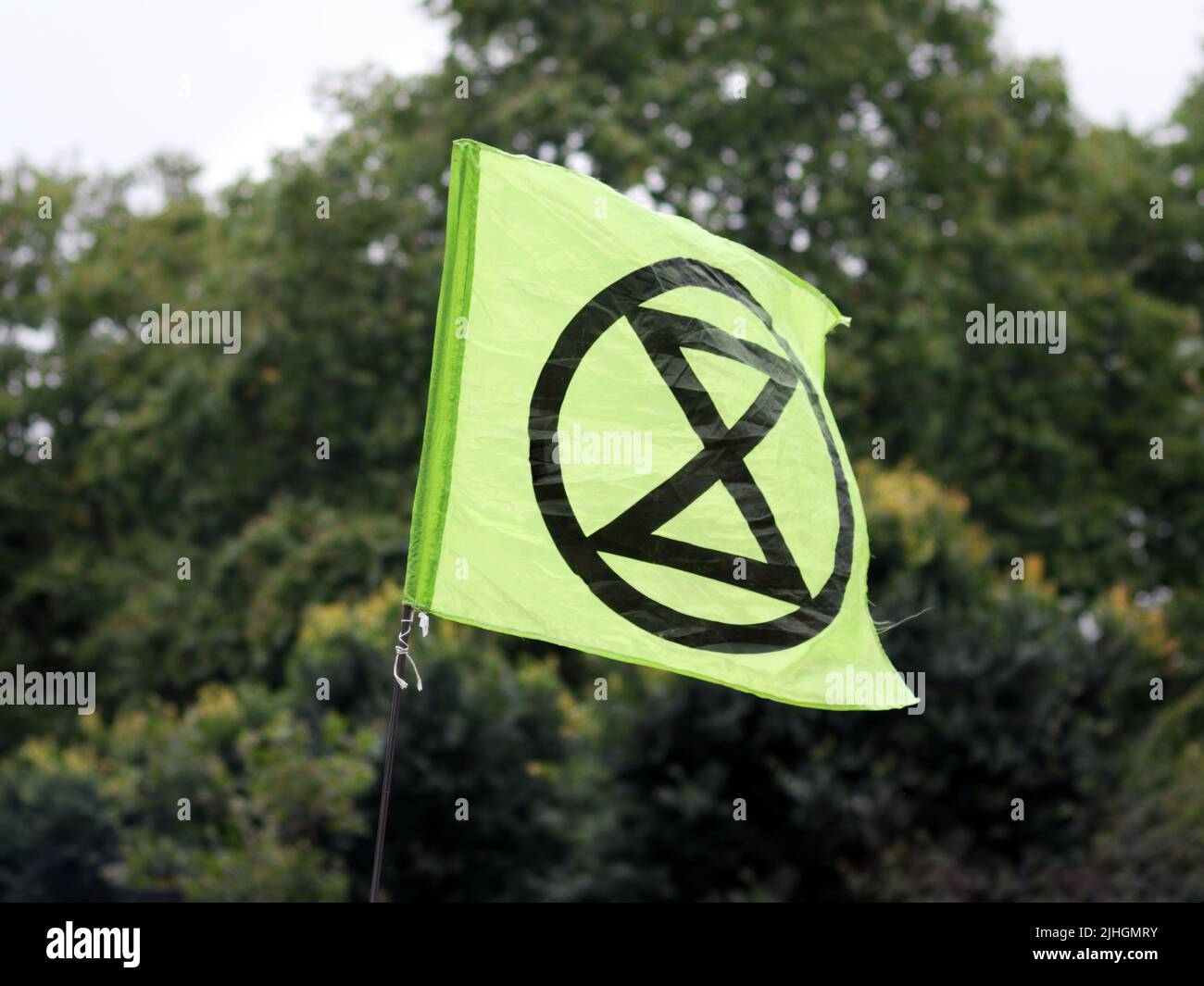London, UK - September 04, 2021: Extinction Rebellion banners and flags ...