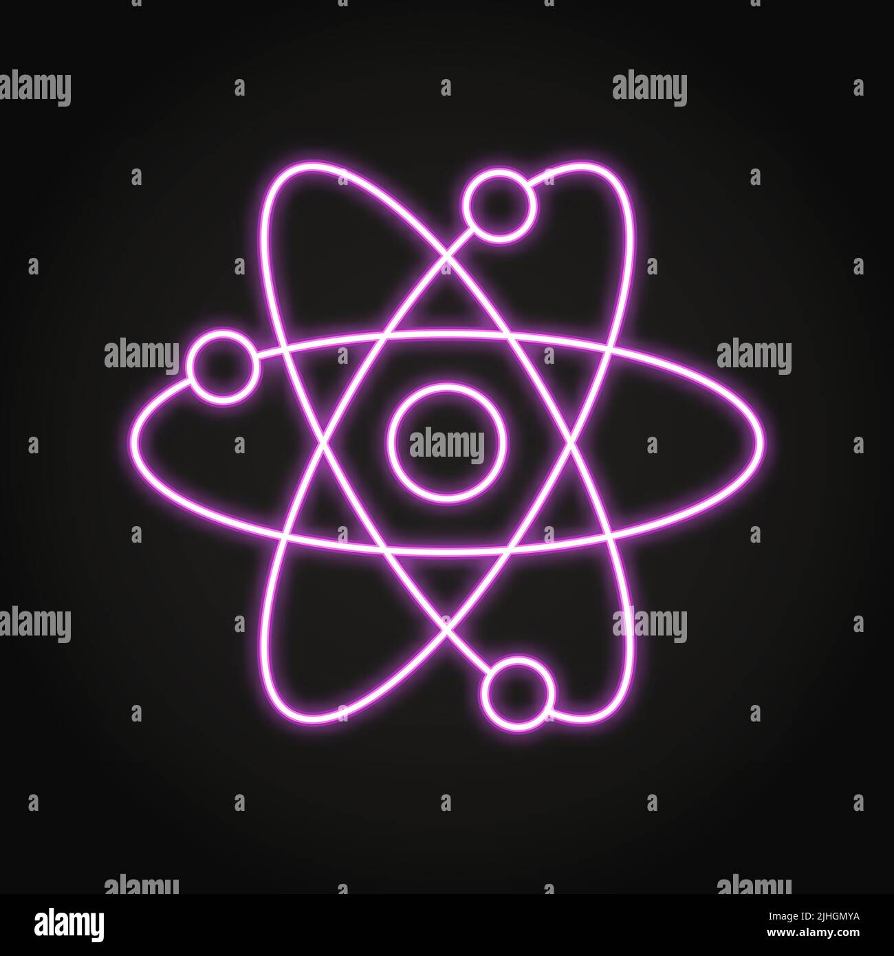 Nuclear physics science neon icon in line style. Atom symbol. Vector ...