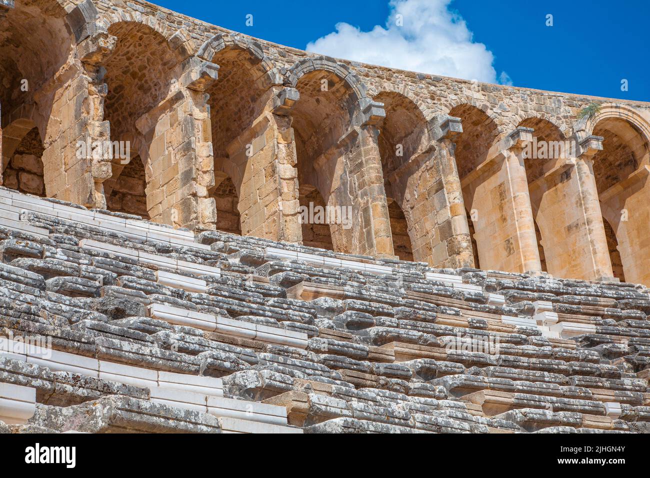 Inside of Aspendos Theater, Turkey. The best-preserved ancient Roman ...