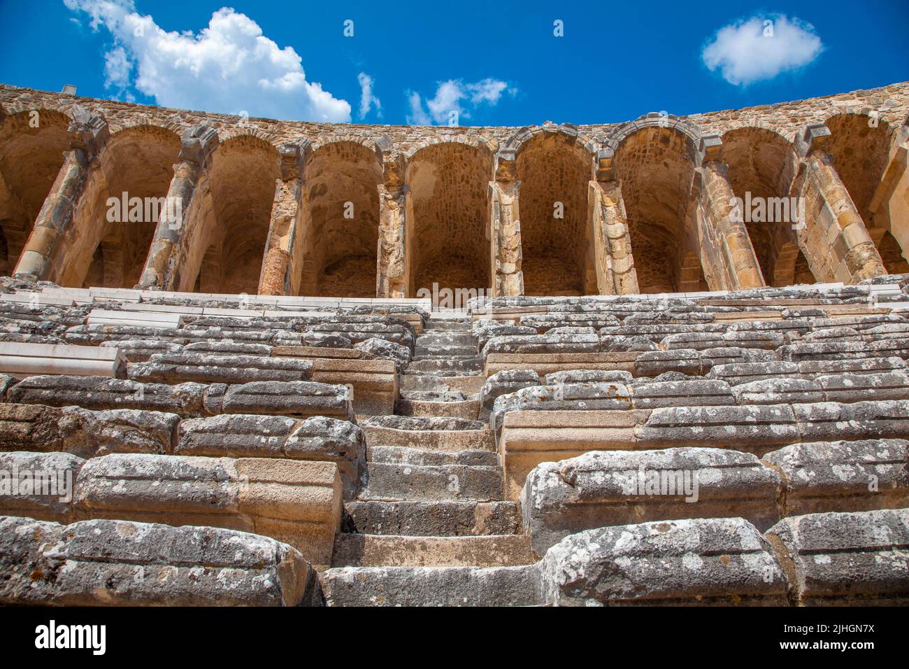 Inside of Aspendos Theater, Turkey. The best-preserved ancient Roman ...