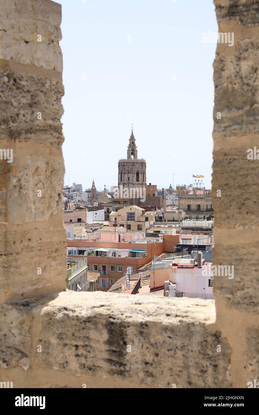 View over the buzzing old-town district of El Carmen from one of the ...