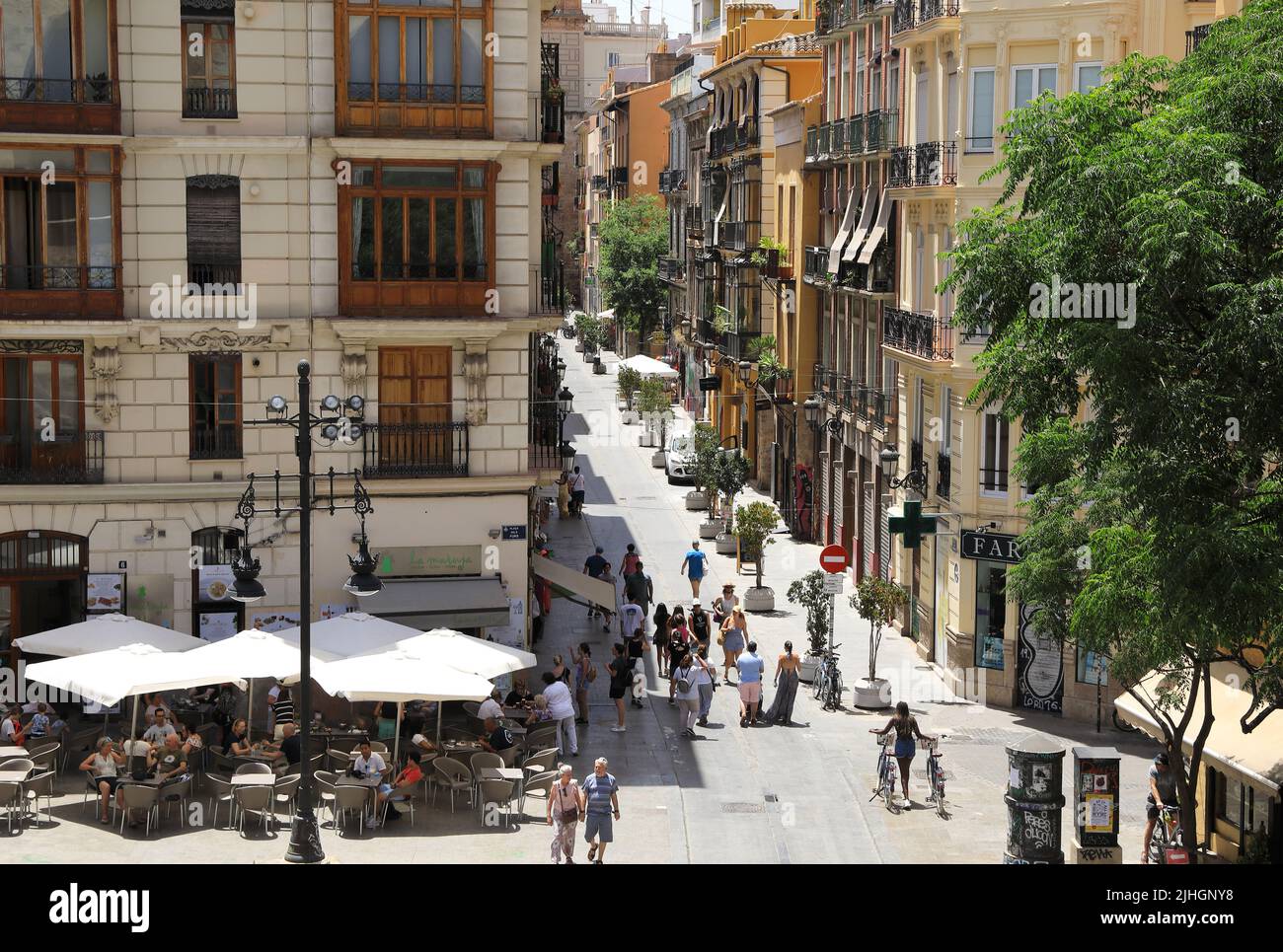 View over the buzzing old-town district of El Carmen from one of the ...
