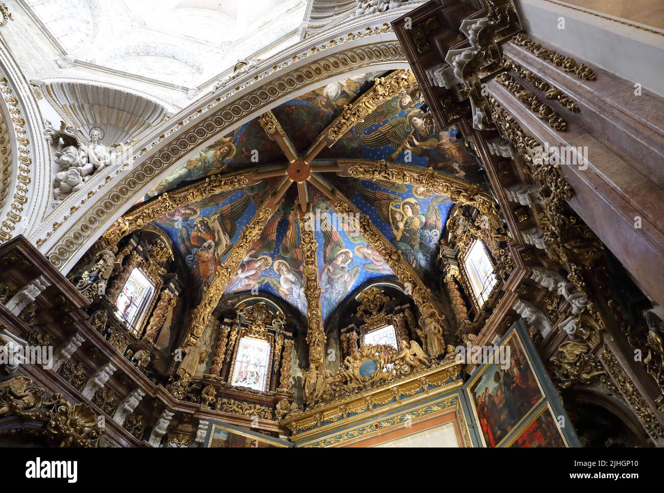 Interior of beautiful Valencia Cathedral, built on an ancient Roman ...