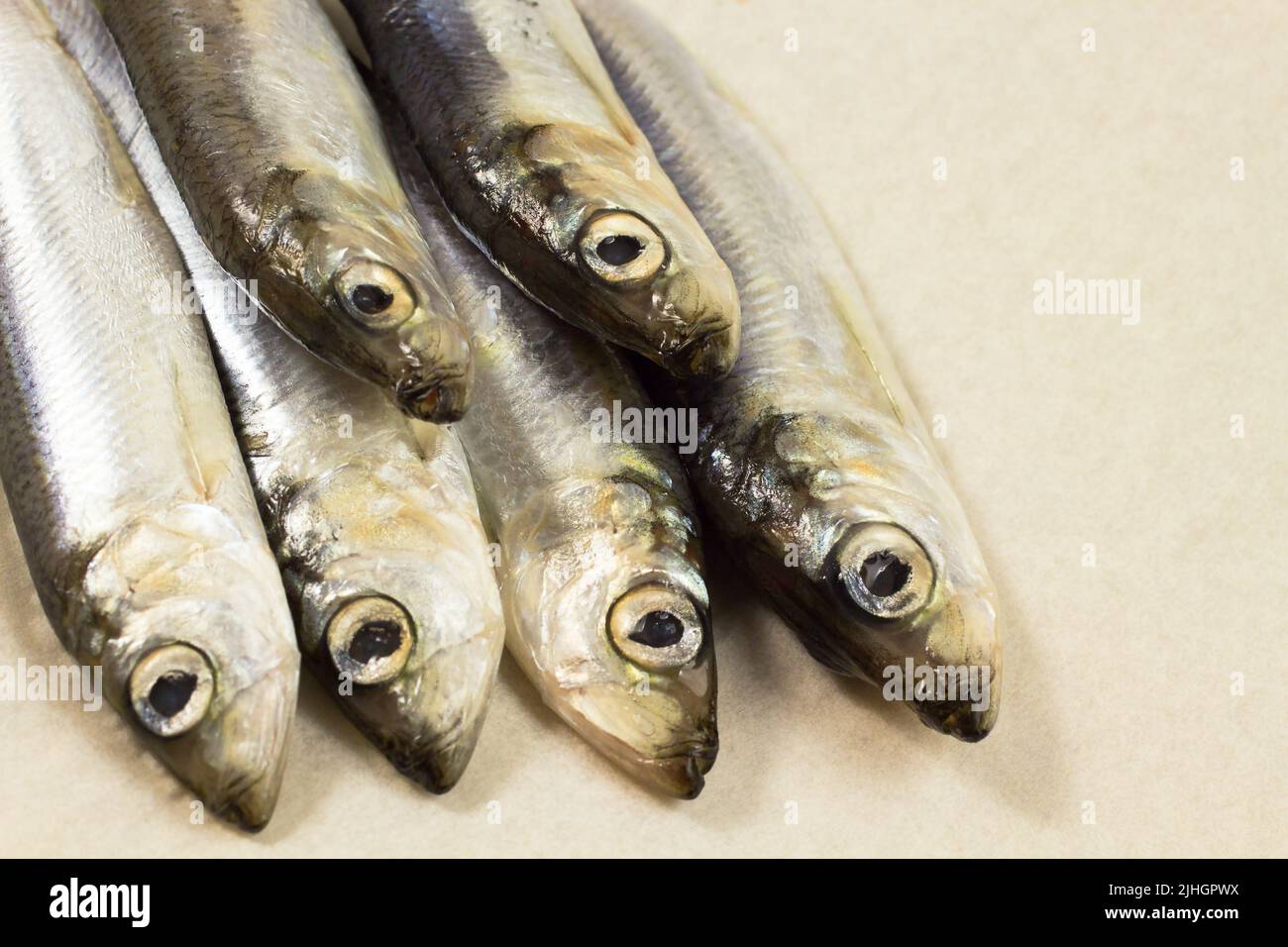 Marine fish herring on a beige background Stock Photo - Alamy
