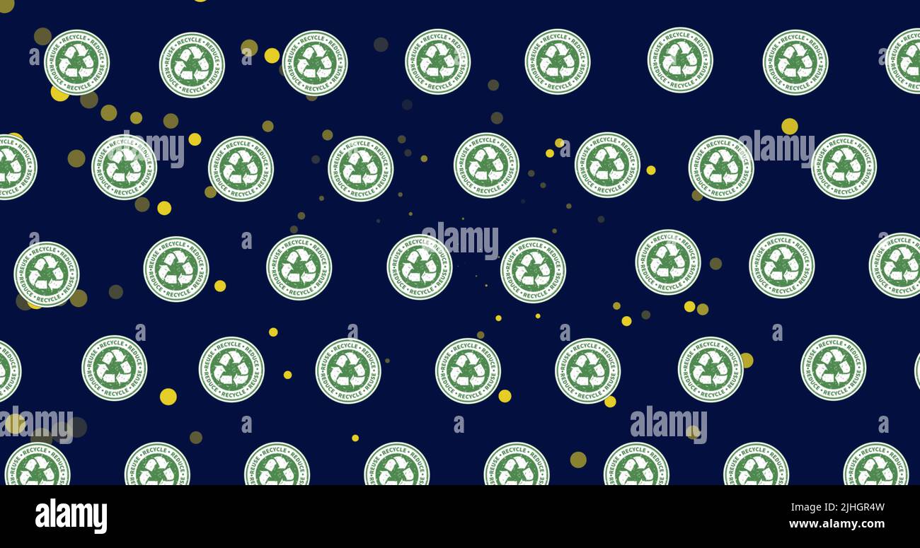Image of recycling icons over blue background Stock Photo - Alamy