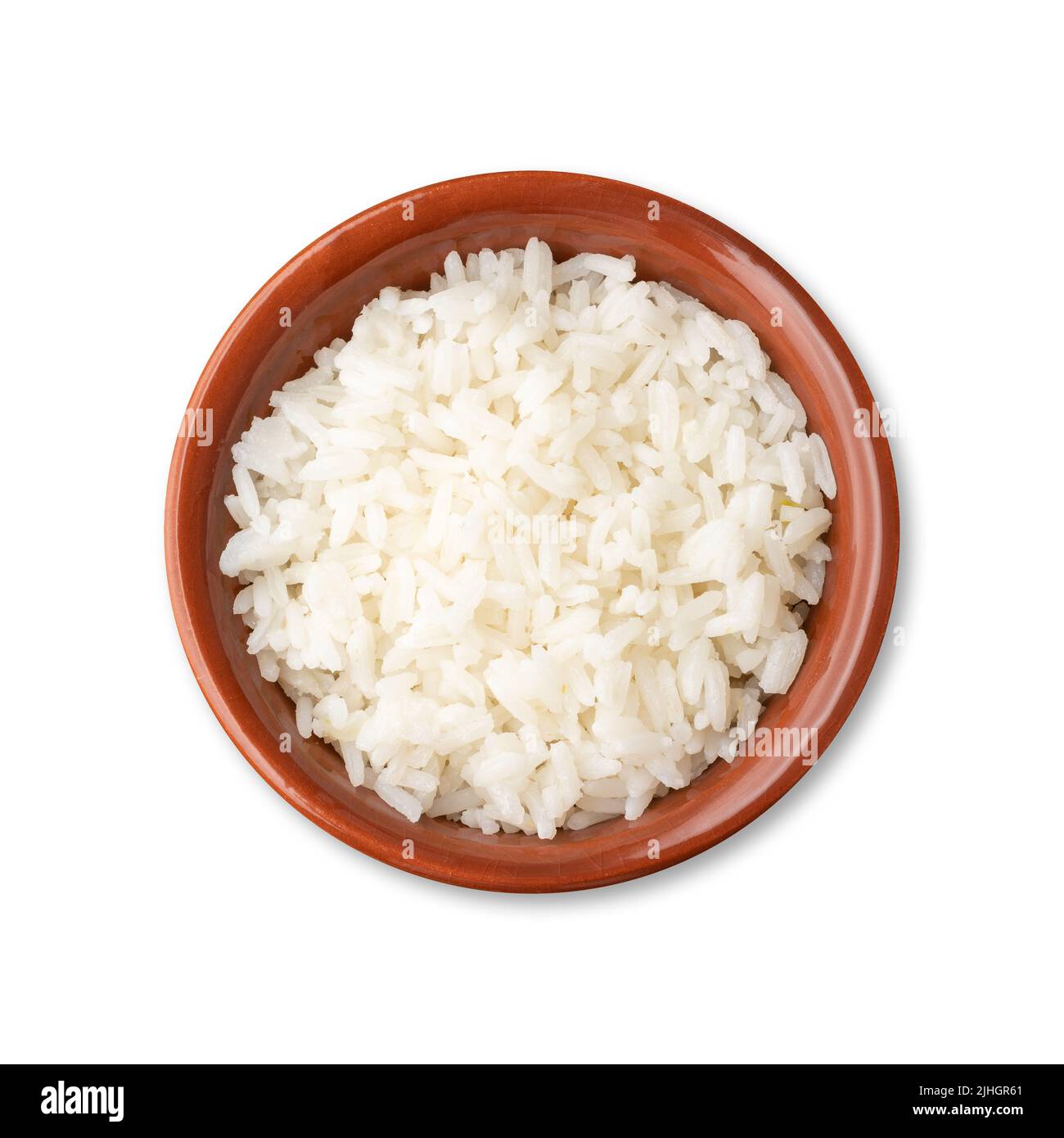 Cooked white rice in a bowl isolated over white background Stock Photo ...