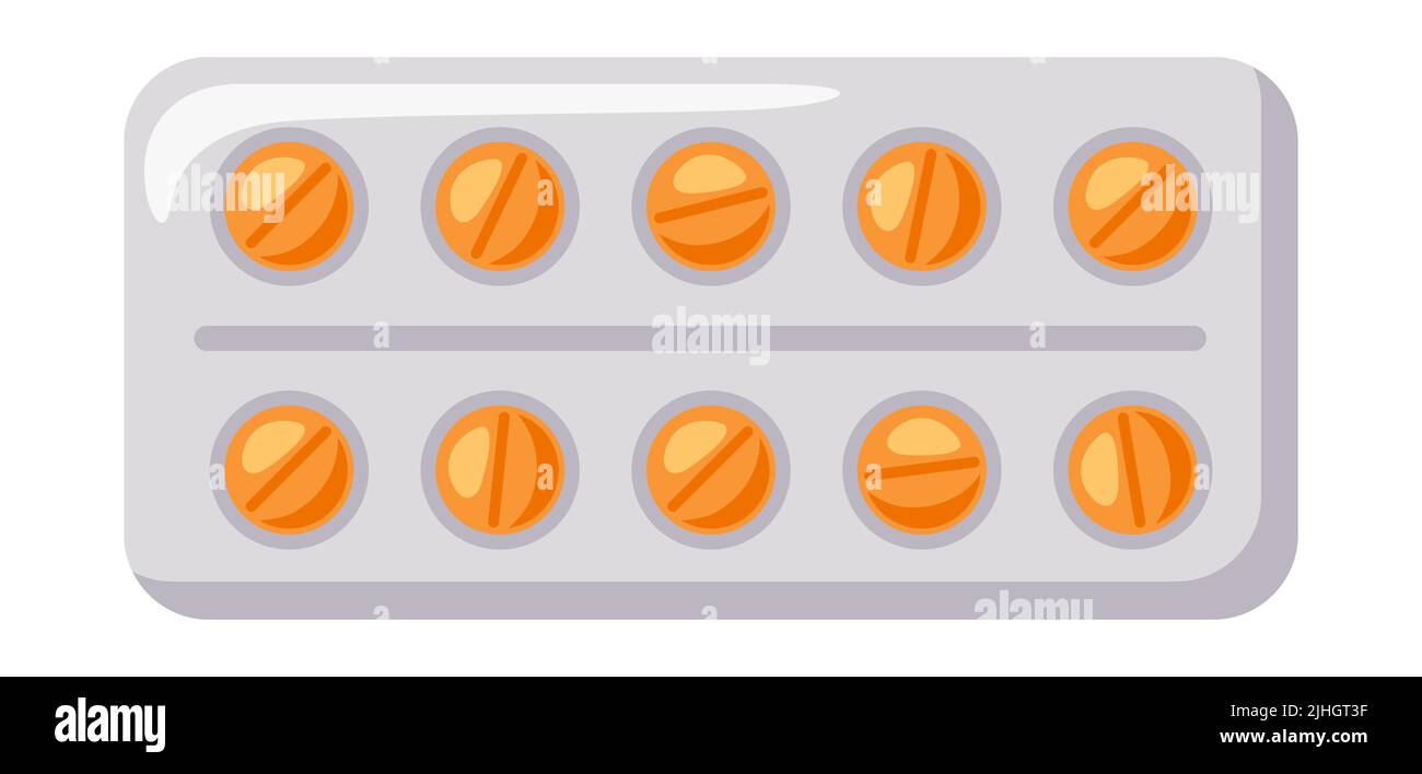Illustration of blister with pills. Medical and healthcare item. Image ...