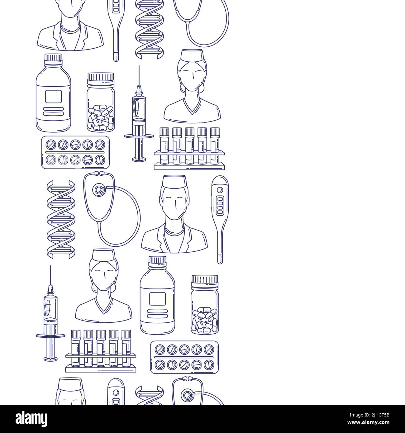 Seamless pattern with medical and healthcare items. Equipment and ...