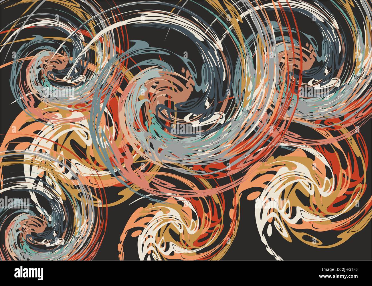 Vortex colored shapes on a black backdrop for fabrics or textures ...