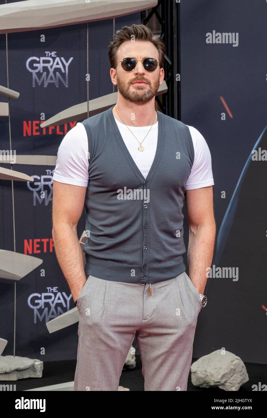 Berlin, Germany. 18th July, 2022. Actor Chris Evans arrives for a ...