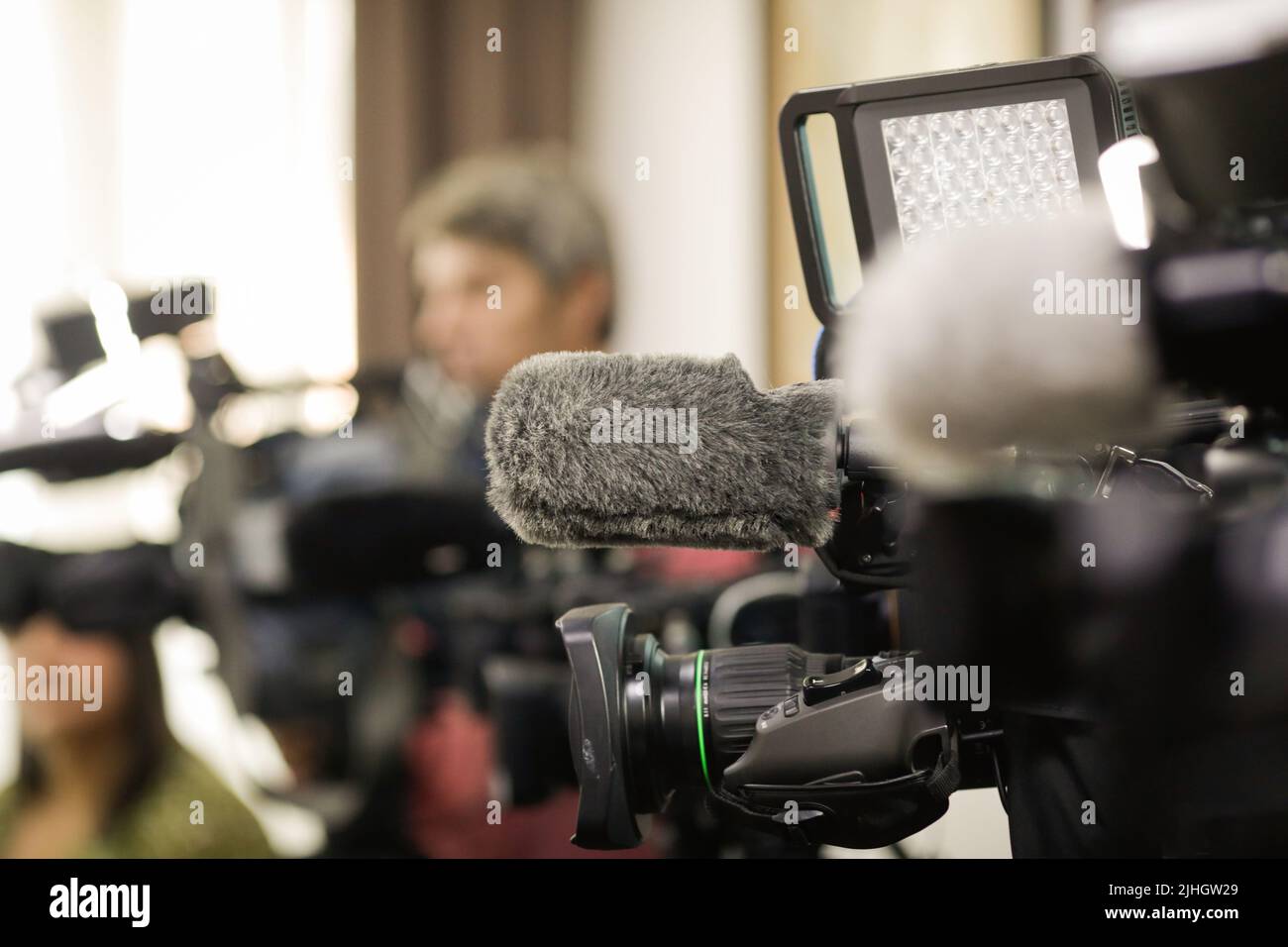 Shallow depth of field (selective focus) details with the microphones ...