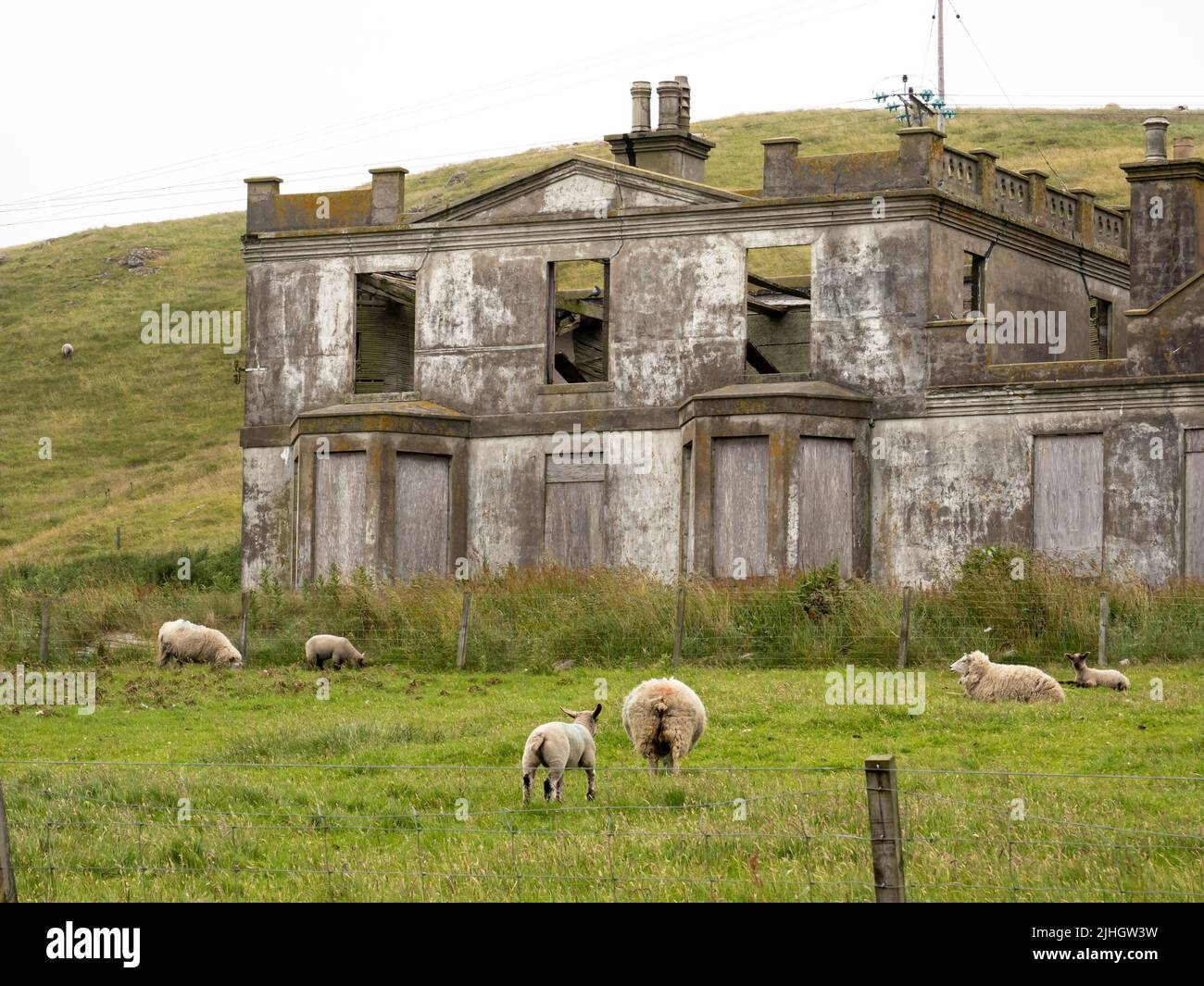 The derelict Park Hall near Effirth, Shetland, Scotland, UK Stock Photo ...
