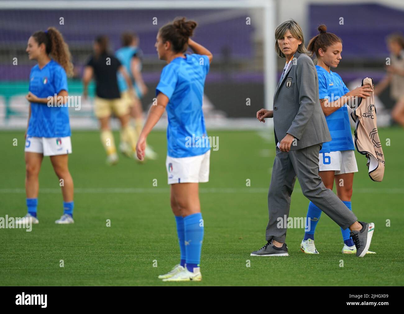 Italy head coach Milena Bertolini (second right) ahead of the UEFA ...