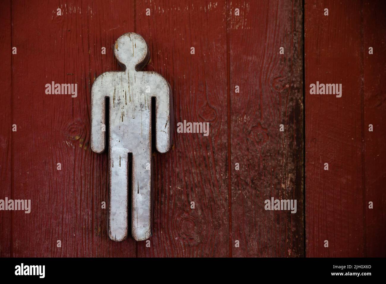 A rustic outdoor outhouse bathroom sign for a men's male bathroom Stock ...