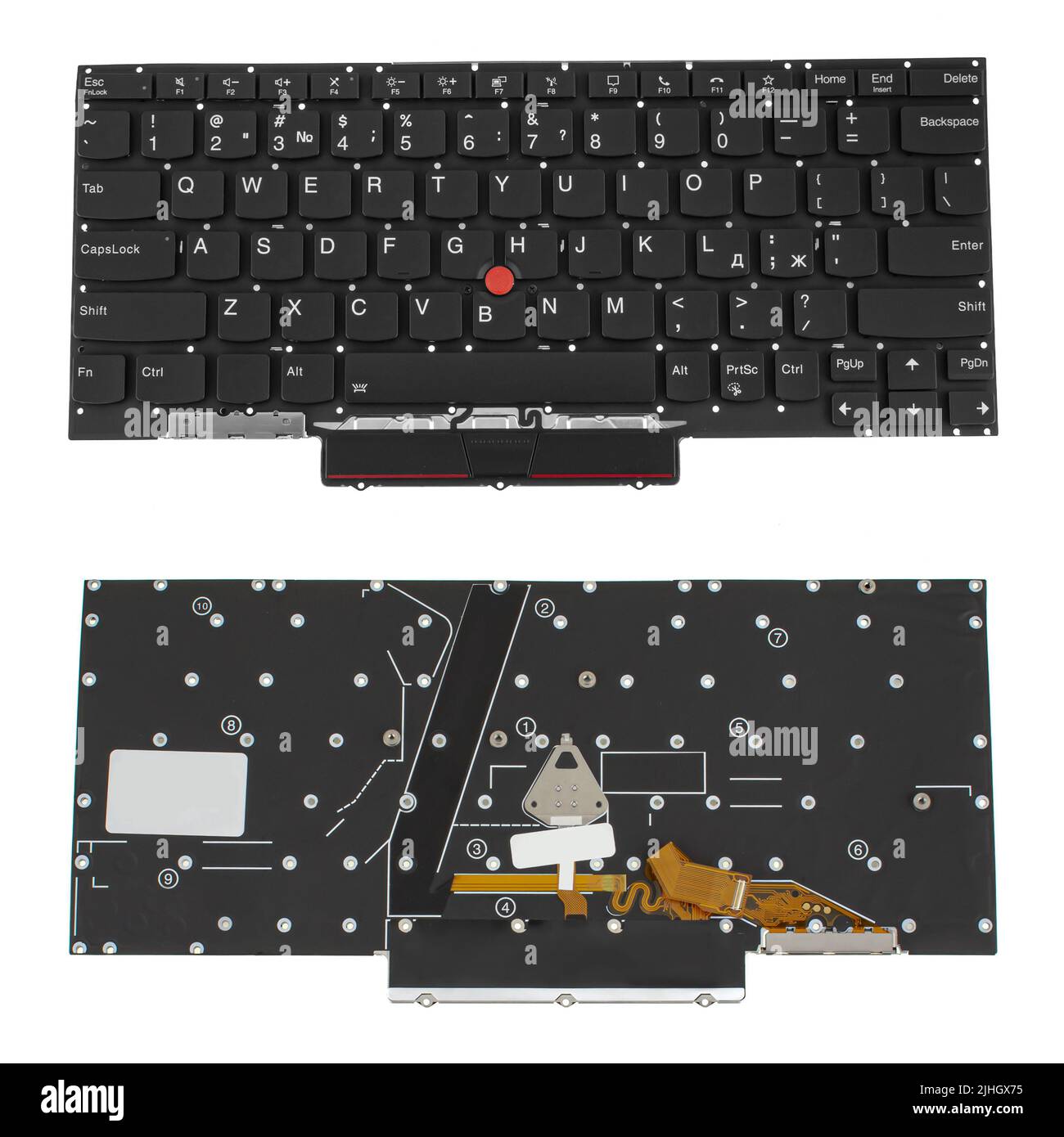 Keyboard for laptop, view from two sides on a white background Stock ...