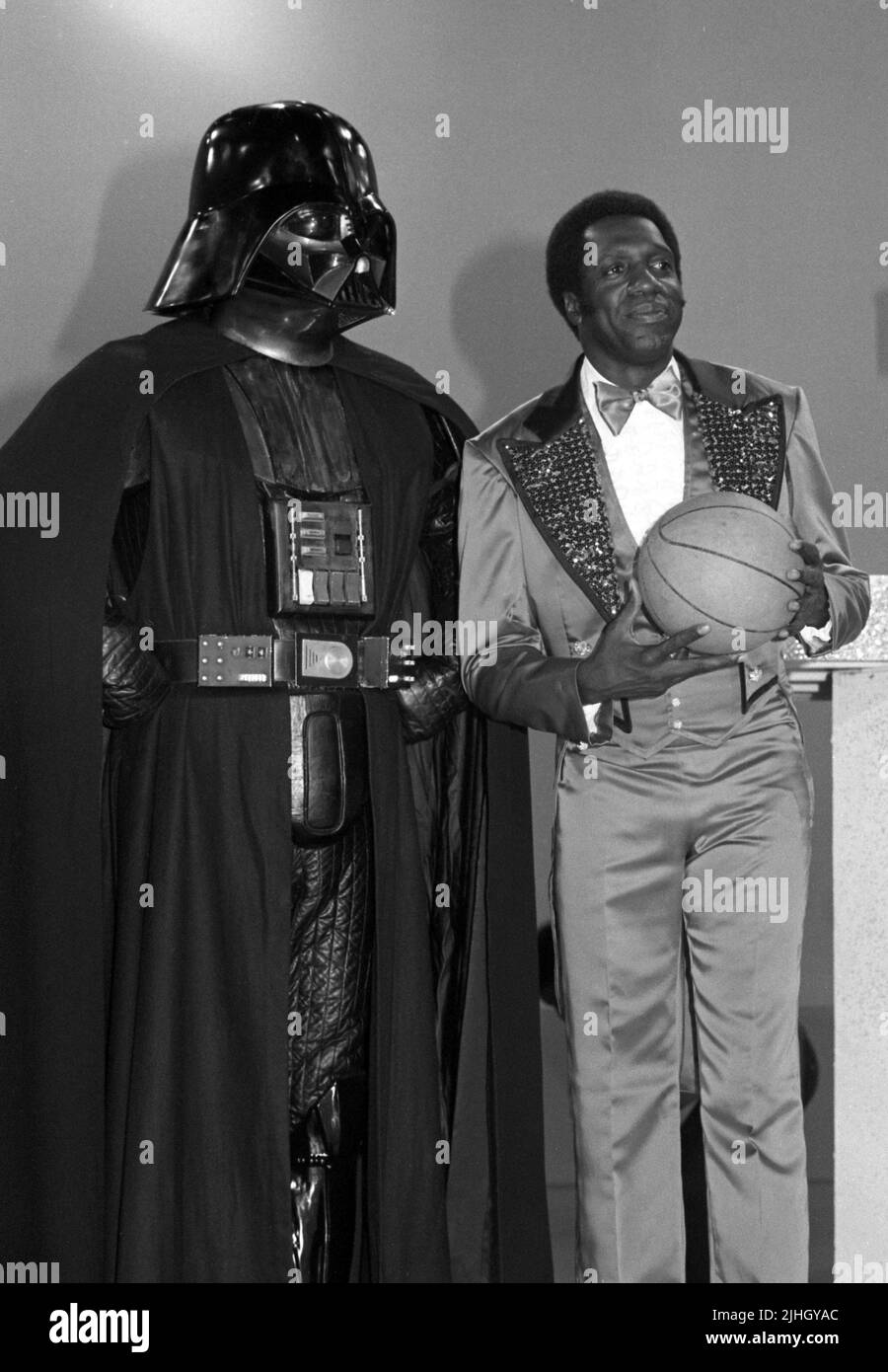 Darth Vader and Meadowlark Lemon on the set of the taping of Kaptain ...