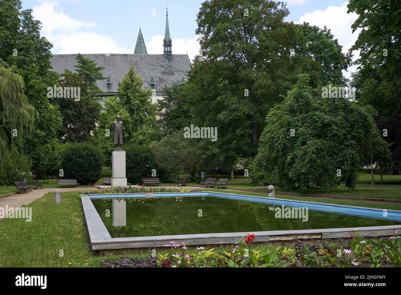 Rakovnik, Czech Republic - July 2, 2022 - A statue of T.G. Masaryk ...