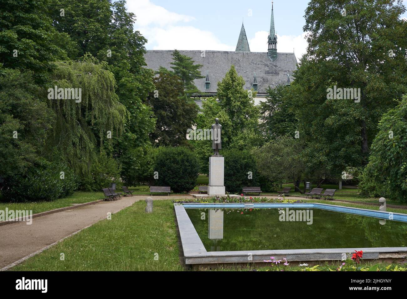 Rakovnik, Czech Republic - July 2, 2022 - A statue of T.G. Masaryk ...