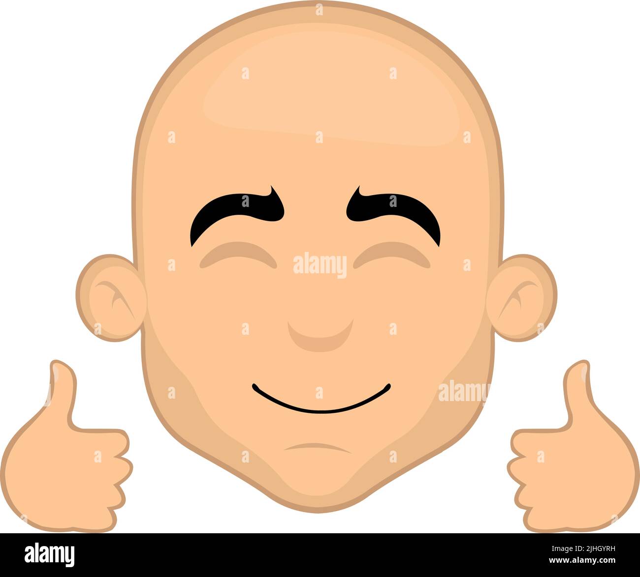 Vector illustration of the face of a bald man cartoon, with a happy ...