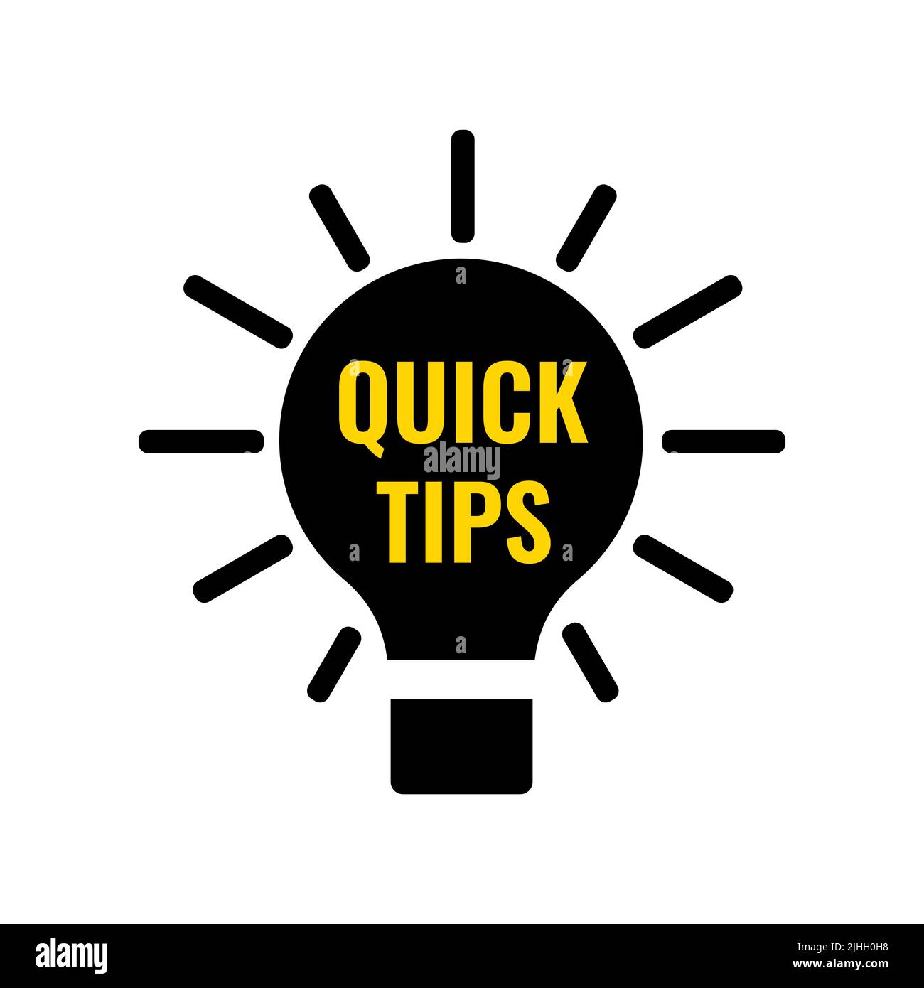 Quick tips text on black light bulb vector icon Stock Vector Image ...