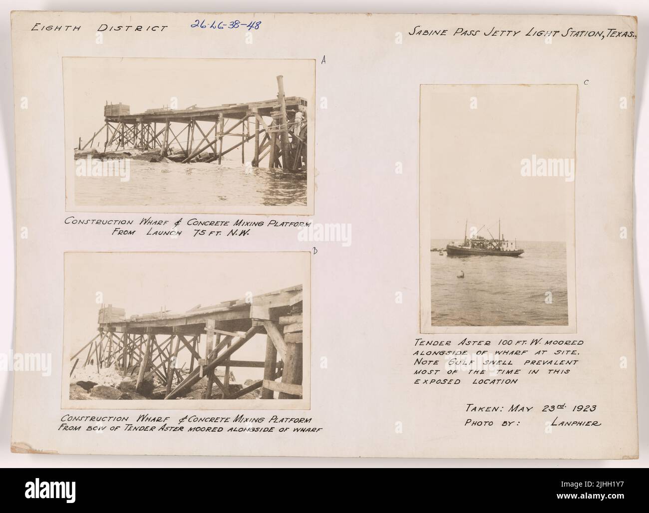 TX - Sabine Pass. Sabine Pass Jetty Light Station, Texas. Tender Aster ...