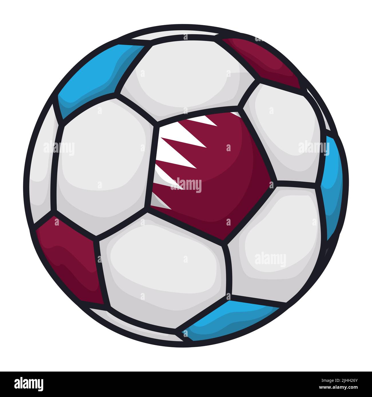 Soccer ball in cartoon style with blue and maroon colors, also with the ...