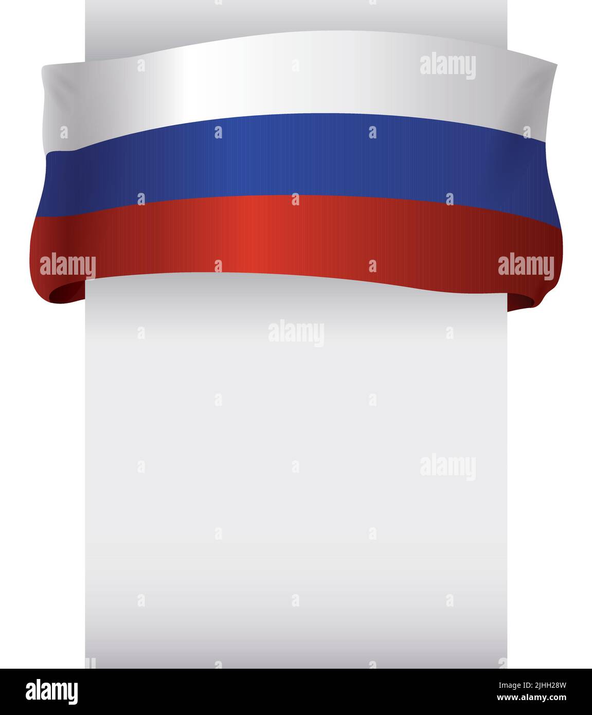 Vertical template like empty paper with Russian flag as decoration ...