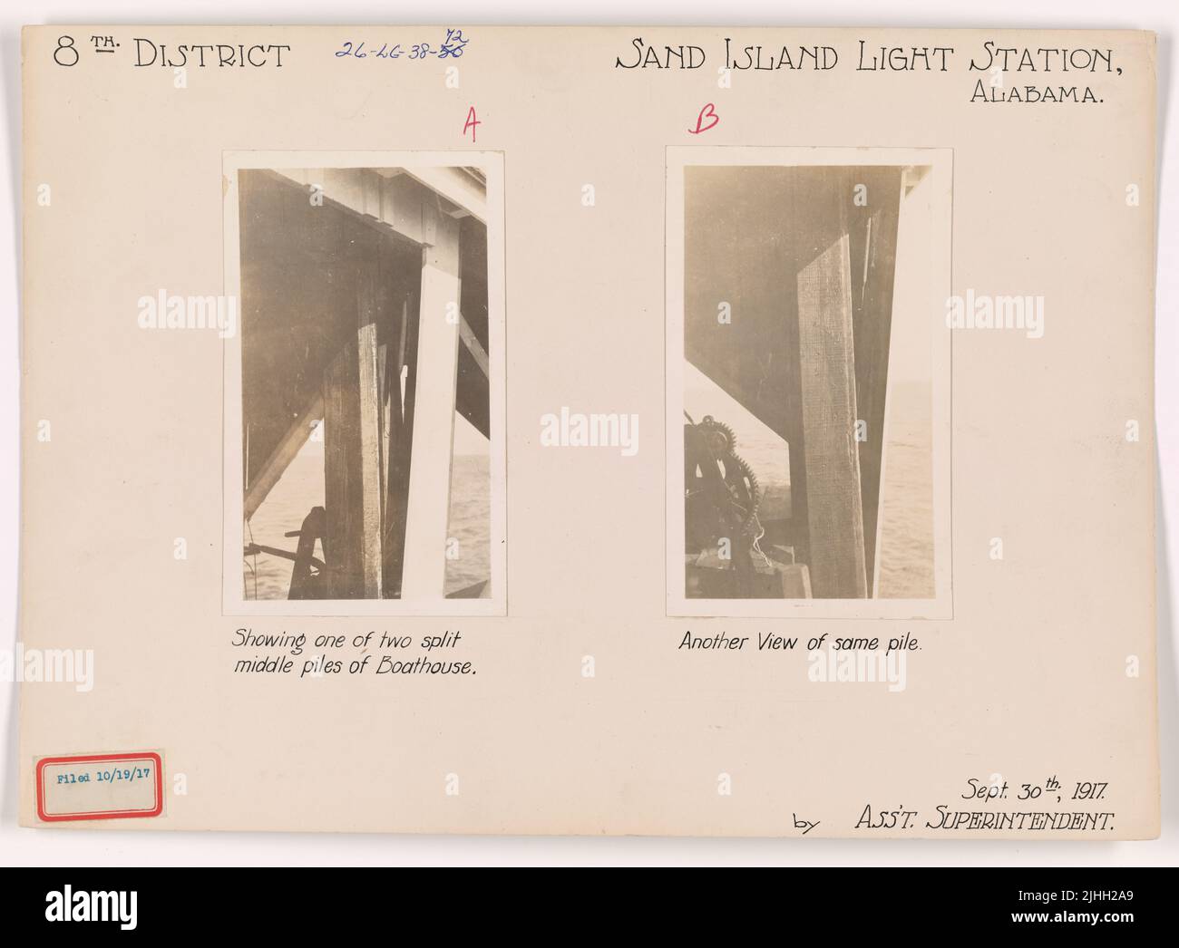 AL - Sand Island. Sand Island Light Station, Alabama. Showing one of ...