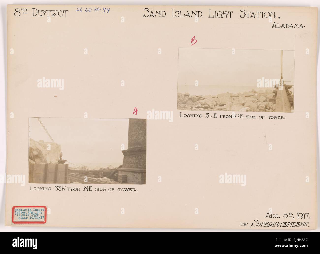 AL - Sand Island. Sand Island Light Station, Alabama. Looking South by ...
