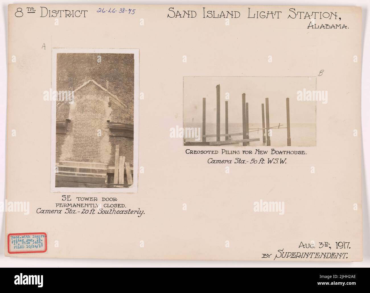 AL - Sand Island. Sand Island Light Station, Alabama. SE tower door ...