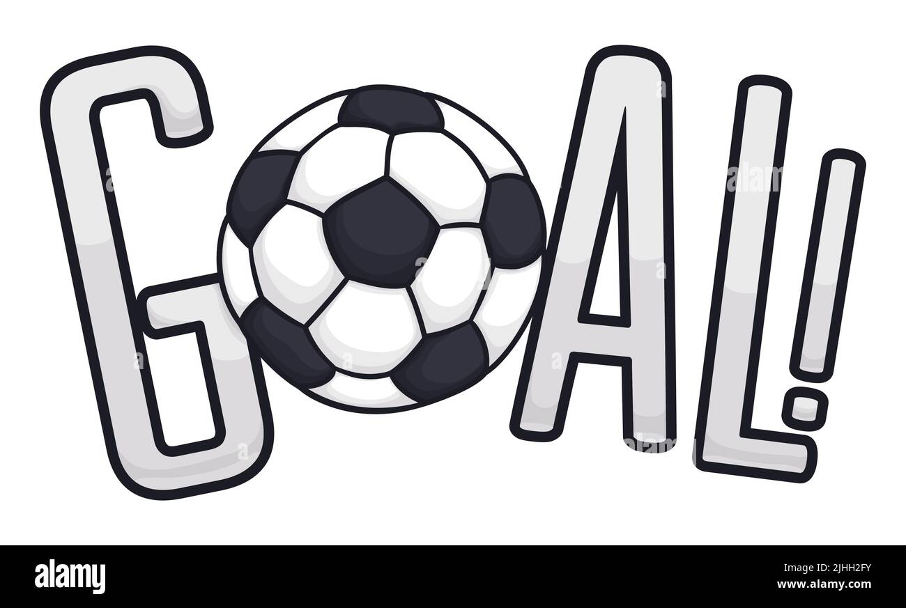 Sports design in cartoon style of a sign with the word 'goal' and ...