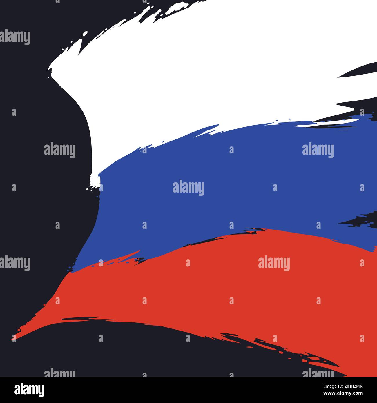 Design of Russian tricolor flag painted in brushstroke style, over ...