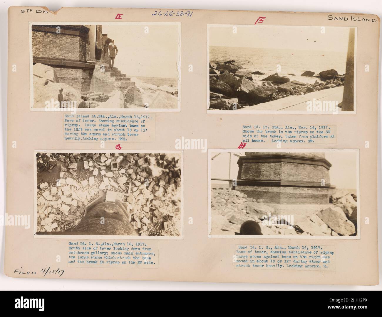 AL - Sand Island. Sand Island Light Station, Alabama. Base of tower ...