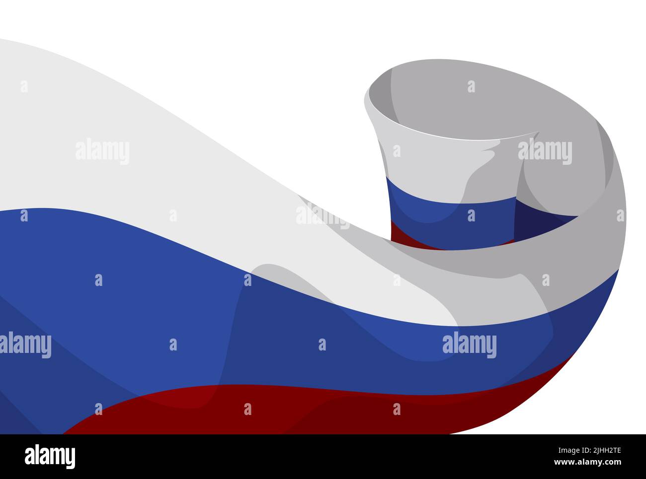 Design with patriotic Russian flag with curled edge. Design in cartoon ...