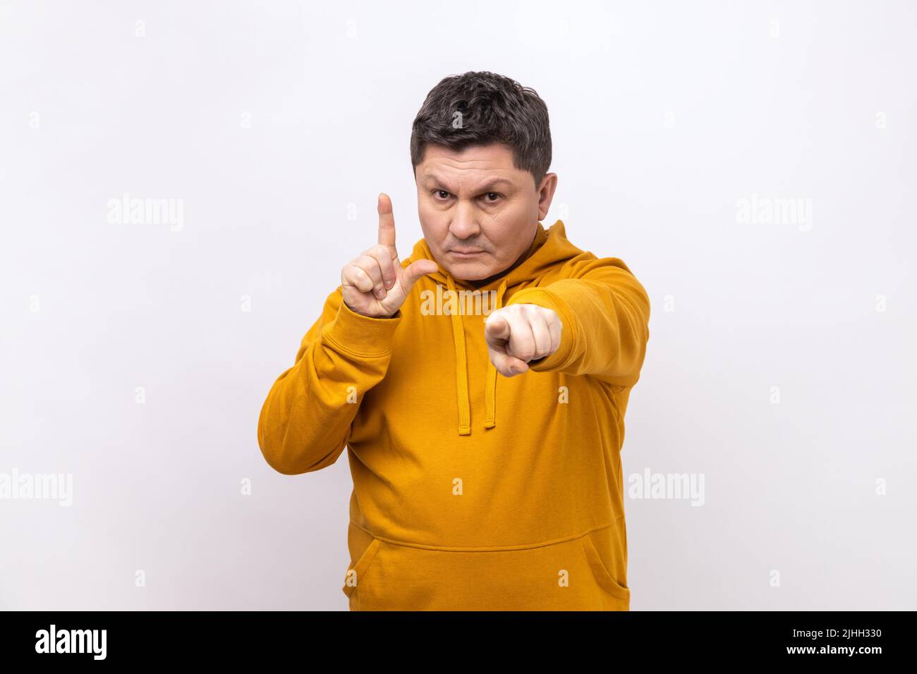 You are loser. Portrait of serious bossy man pointing at camera and ...