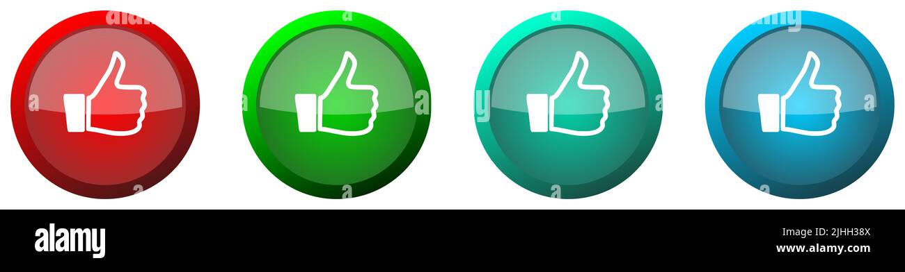 Like round glossy web icon set, colorful buttons isolated on white ...