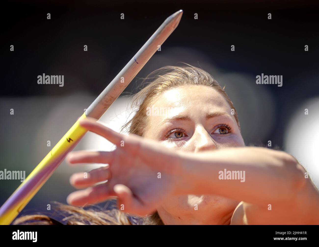 EUGENE - Emma Oosterwegel in action during the all-around javelin throw ...