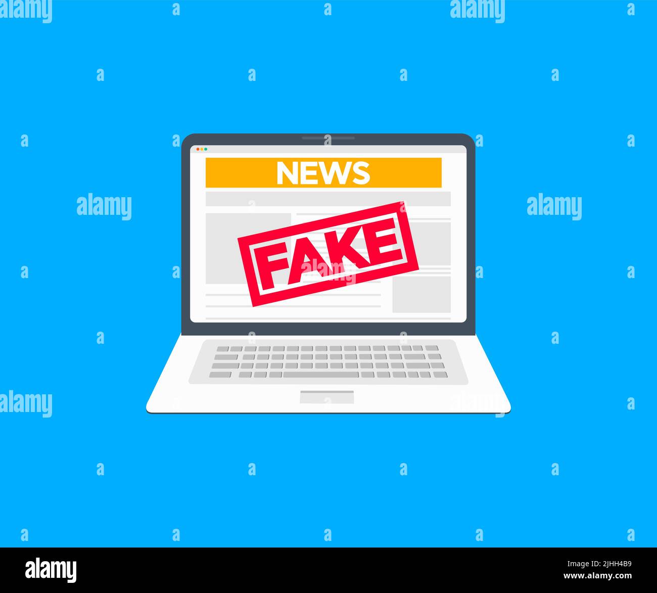Fake News website on laptop screen logo design. World global news, fake ...