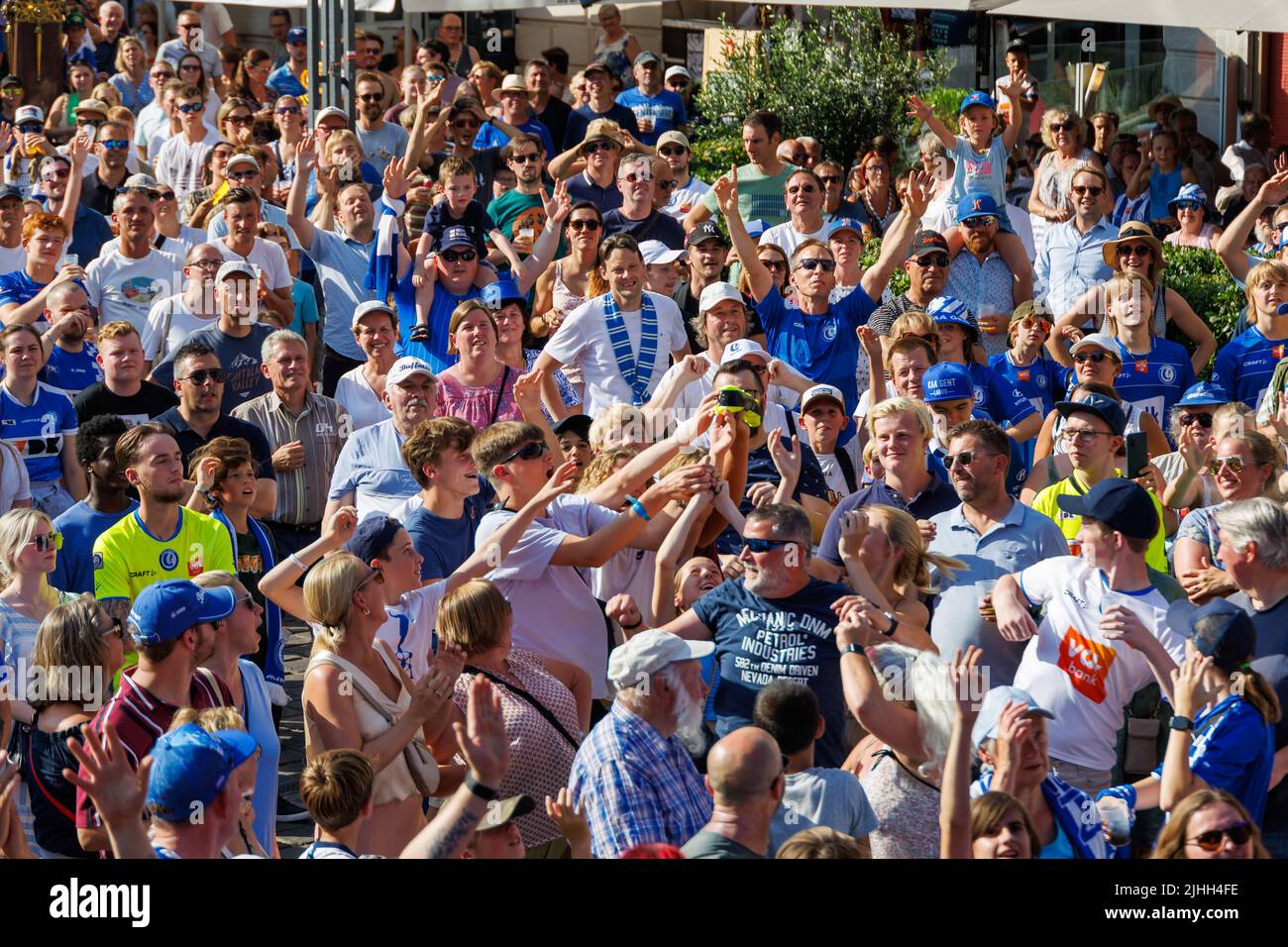 Gent's supporters pictured during the team presentation at the Gentse ...