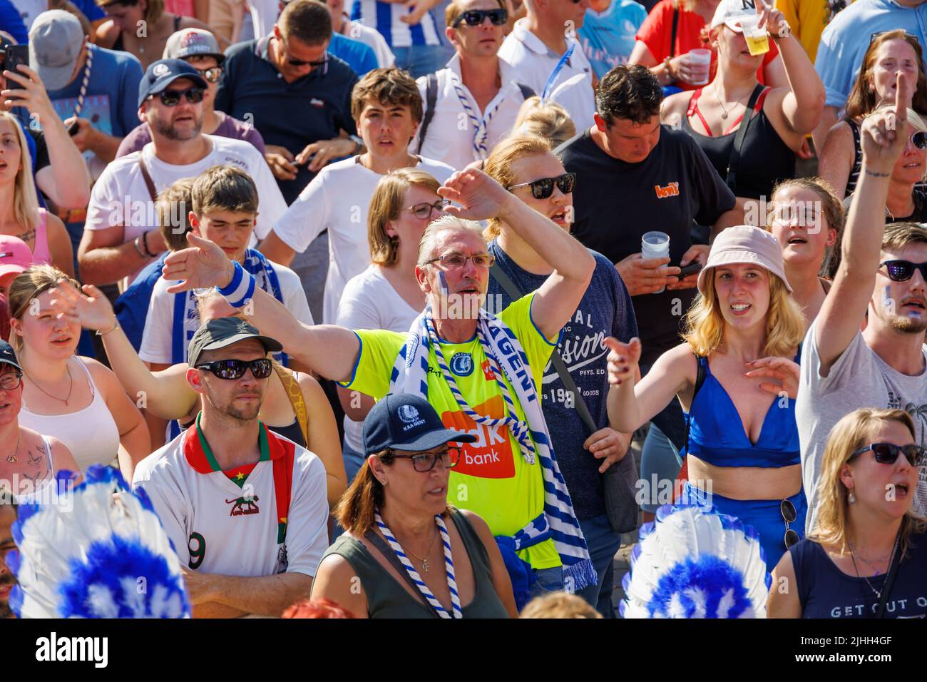 Gent's supporters pictured during the team presentation at the Gentse ...