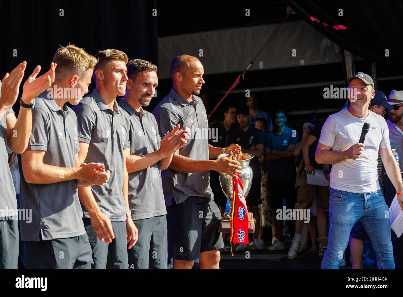 Gent's players pictured during the team presentation at the Gentse ...