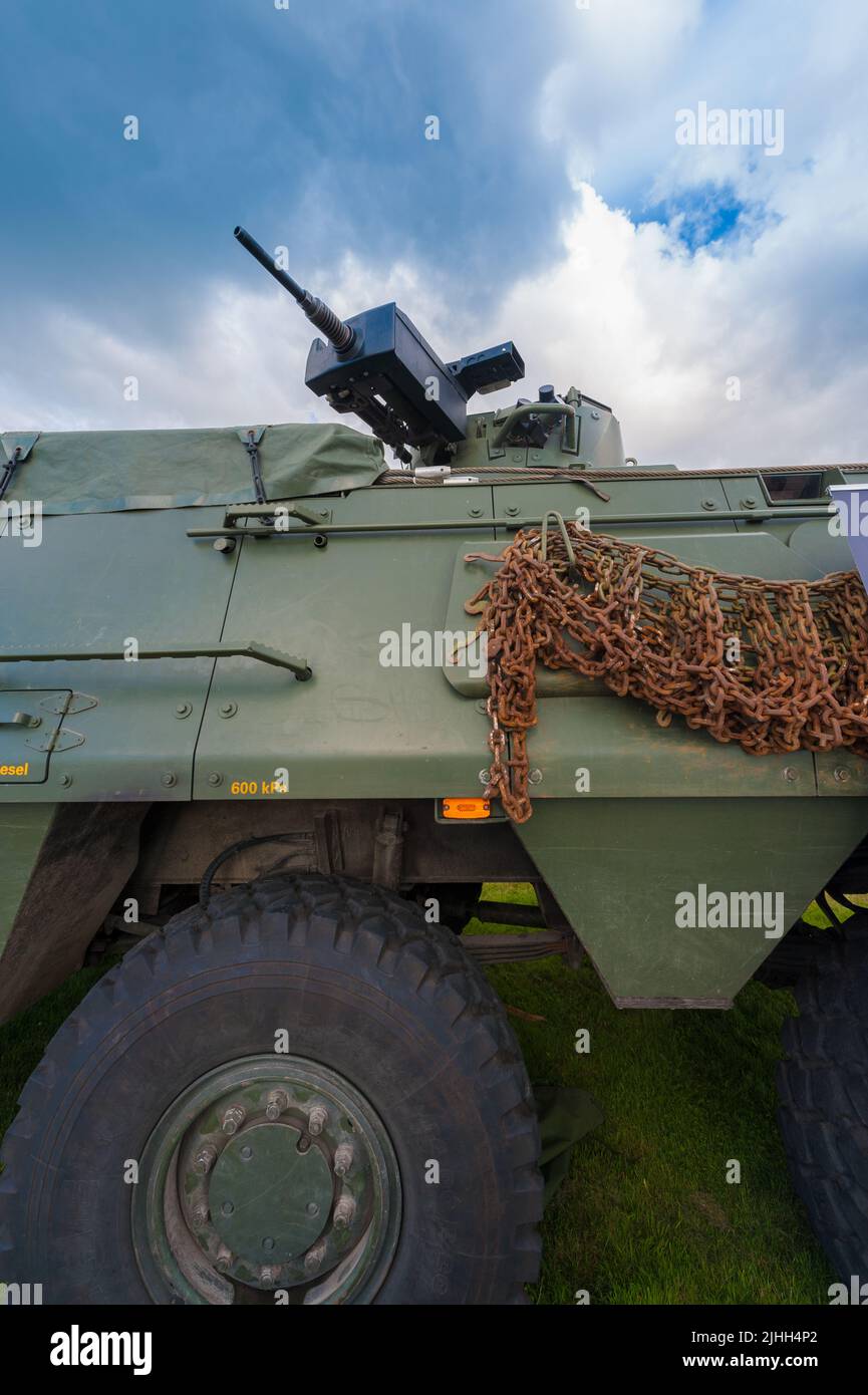 Gothenburg, Sweden - August 29 2010: Side and gun turret of a Sisu XA ...