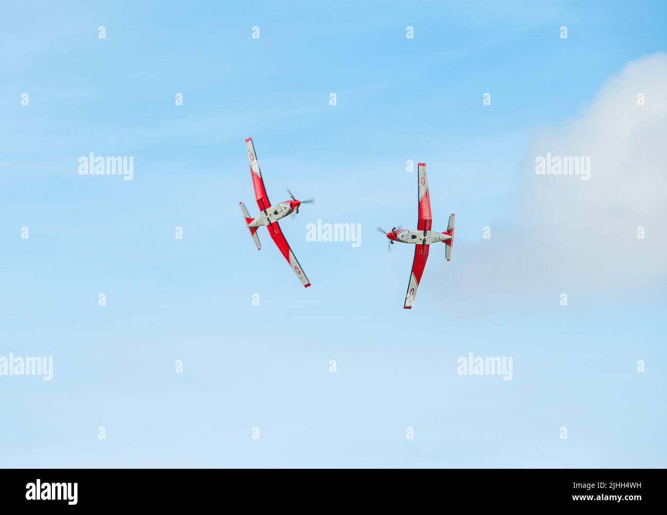 Gothenburg, Sweden - August 29 2010: The swiss PC-7 Team performing at ...