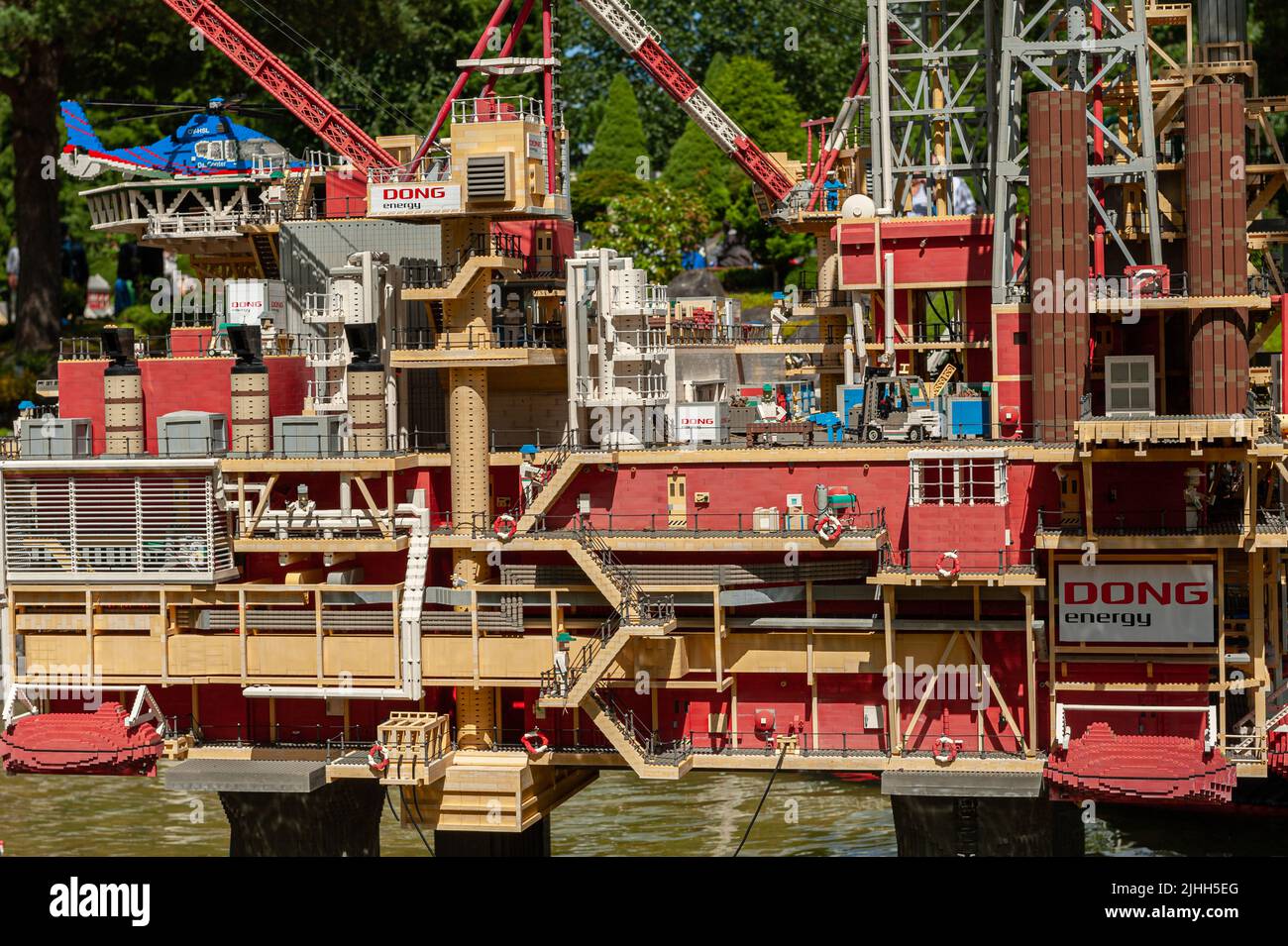 Billund, Denmark - June 25 2011: Detail of a Dong oil rig built in Lego ...