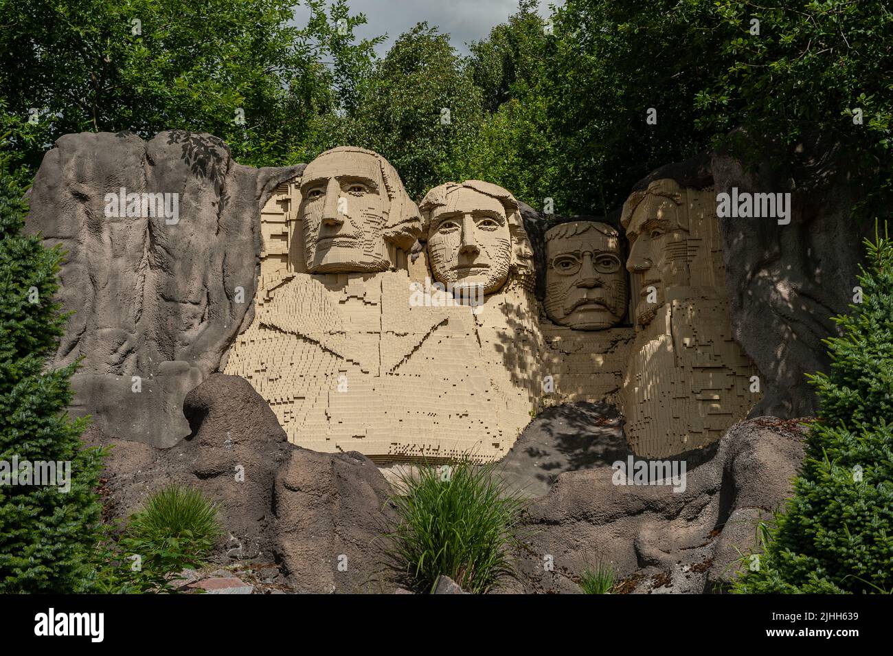 Billund, Denmark - June 25 2011: Mount Rushmore replicated in Lego at ...